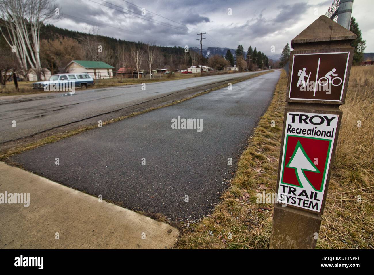 Bike path near Roosevelt Park in Troy, Montana Stock Photo - Alamy