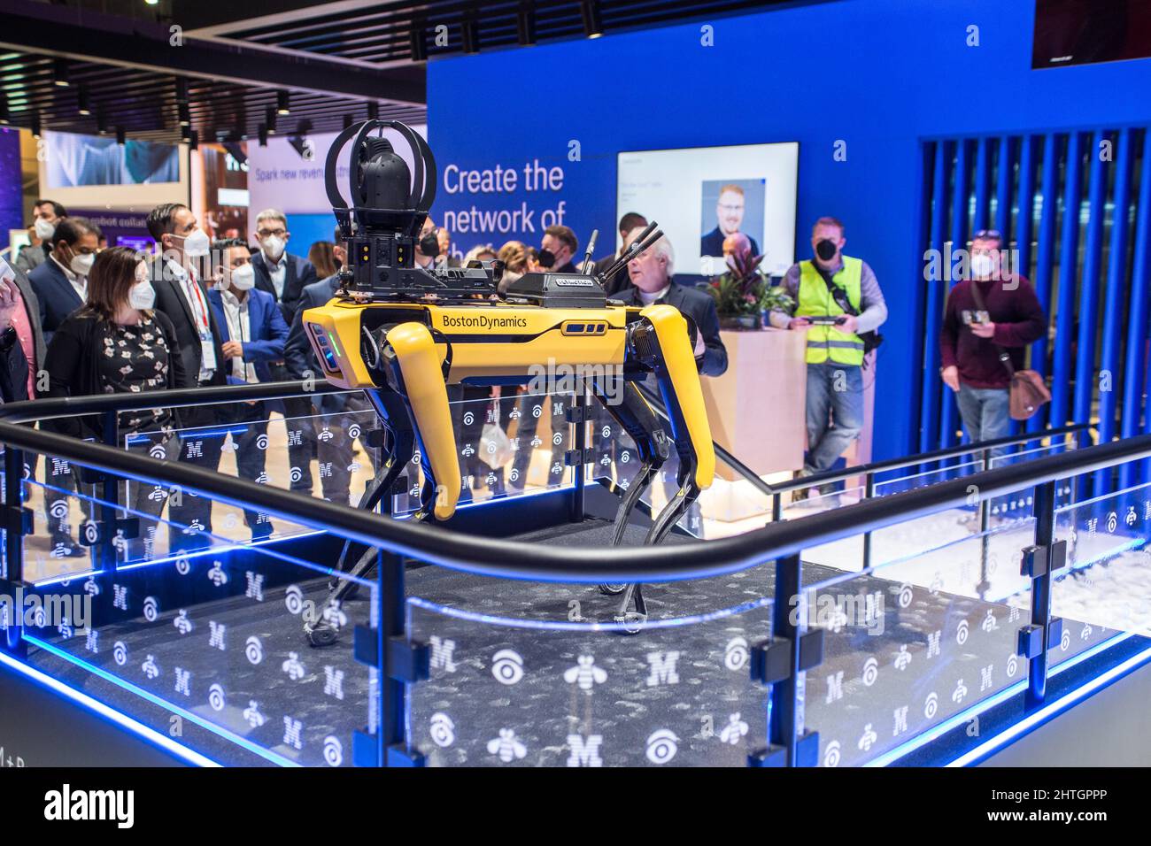 Barcelona, Catalonia. 28th Feb, 2022. Robot is seen at IBM booth during ...