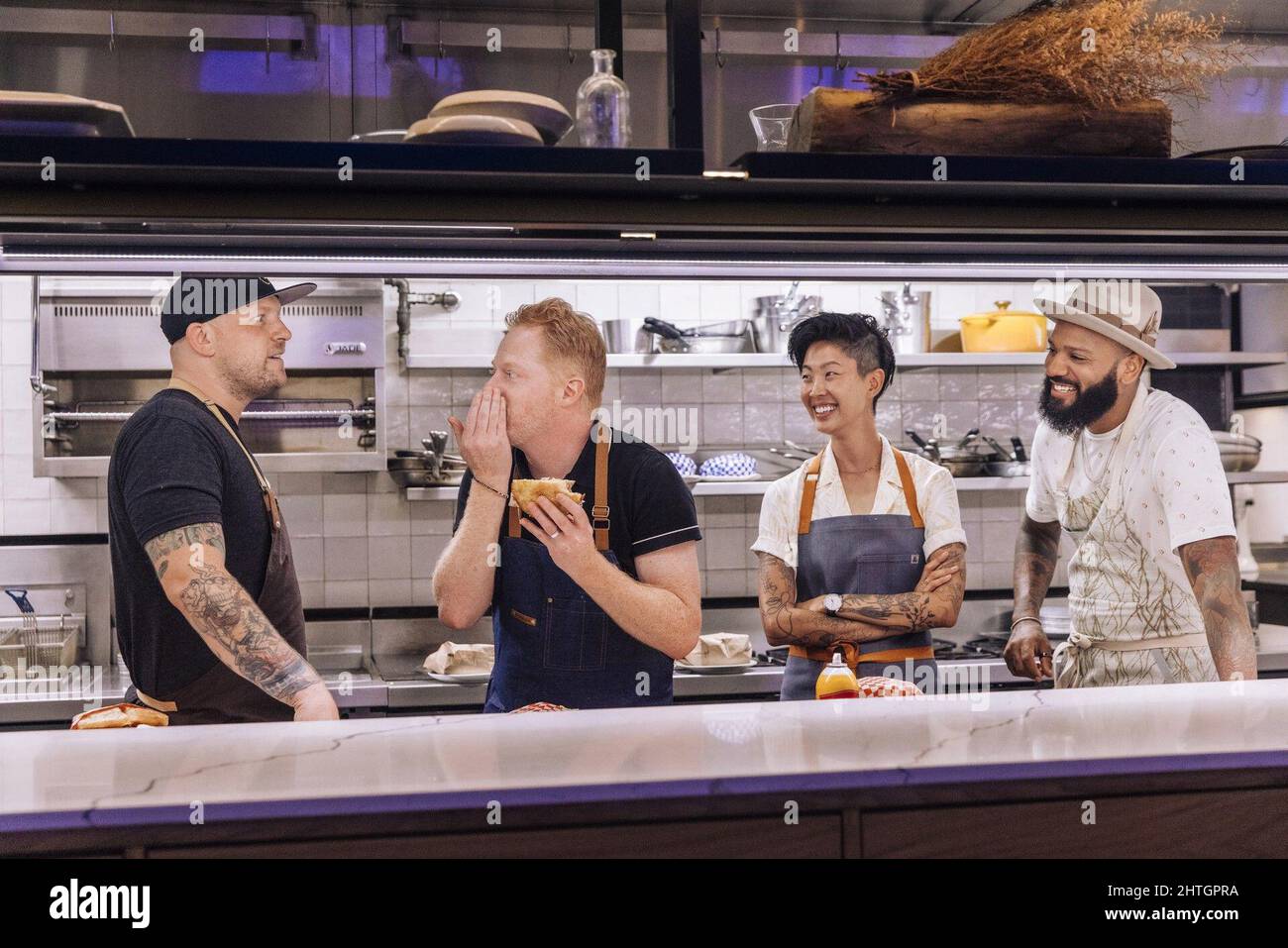 FAST FOODIES, from left: chef Jeremy Ford, Jesse Tyler Ferguson, chef ...