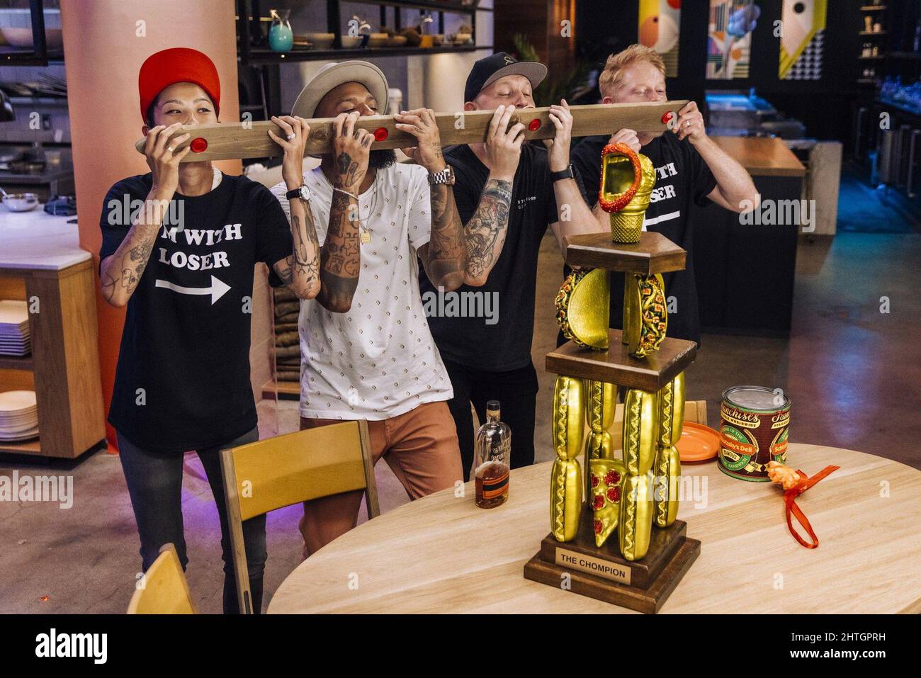 FAST FOODIES, from left: chef Kristen Kish, chef Justin Sutherland ...