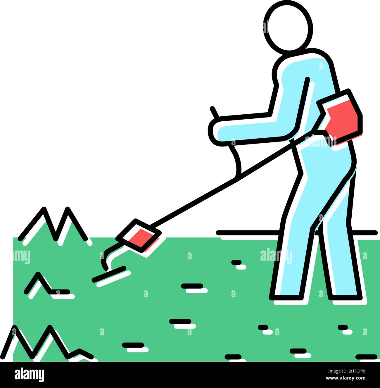 gardener cutting lawn grass color icon vector illustration Stock Vector ...