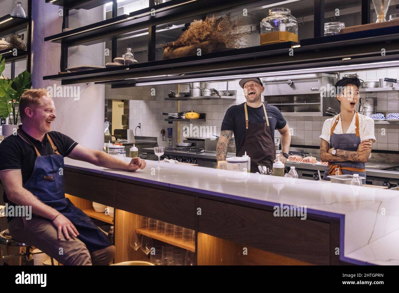 FAST FOODIES, from left: Jesse Tyler Ferguson, chef Jeremy Ford, chef ...
