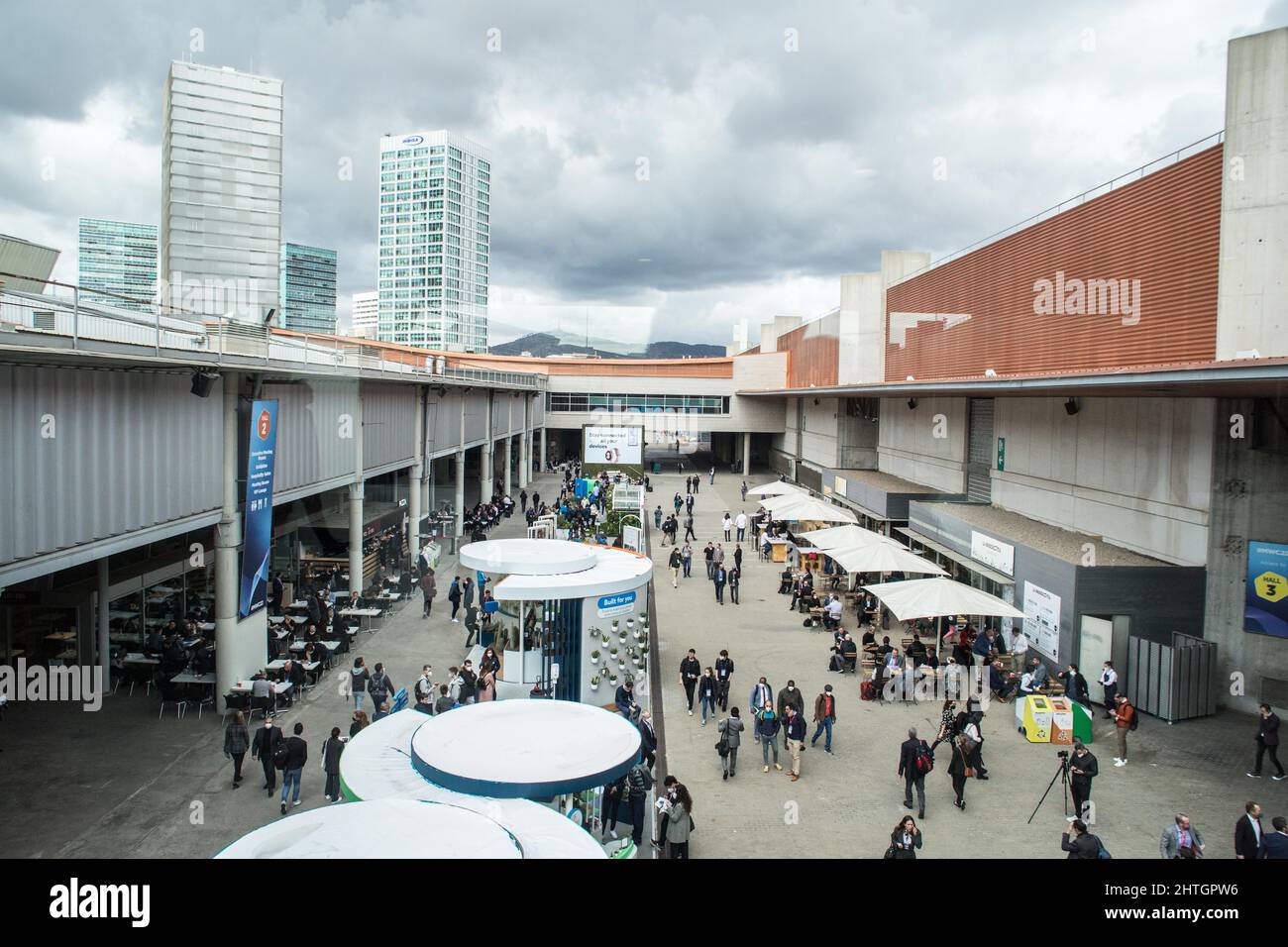 Barcelona, Catalonia. 28th Feb, 2022. View for feeding area in MWC 2022 ...