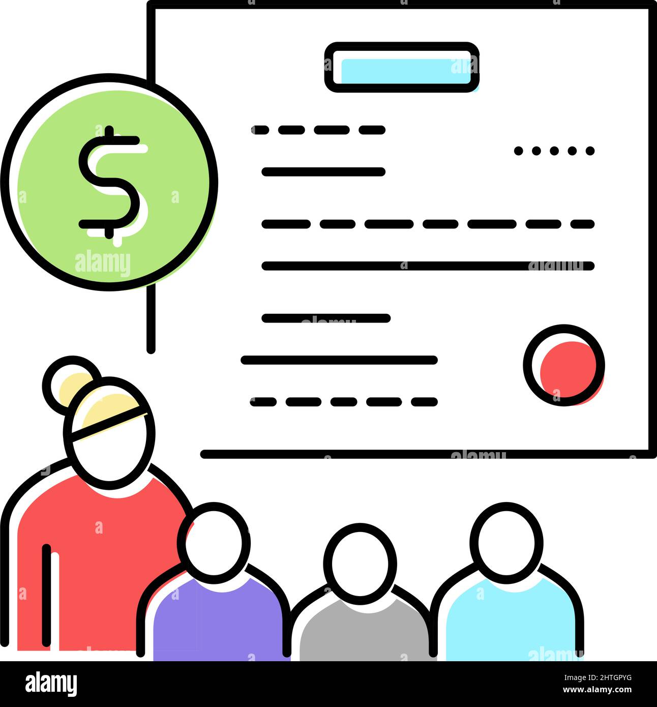 large family children allowance color icon vector illustration Stock ...