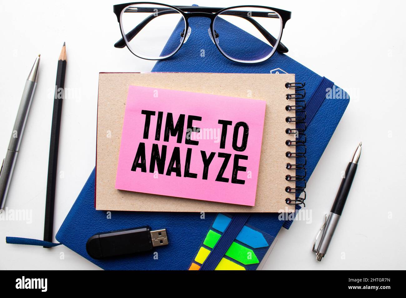 Time To Analyze Text On Paper With Calculator Magnifier Pen On The Graph Background Stock