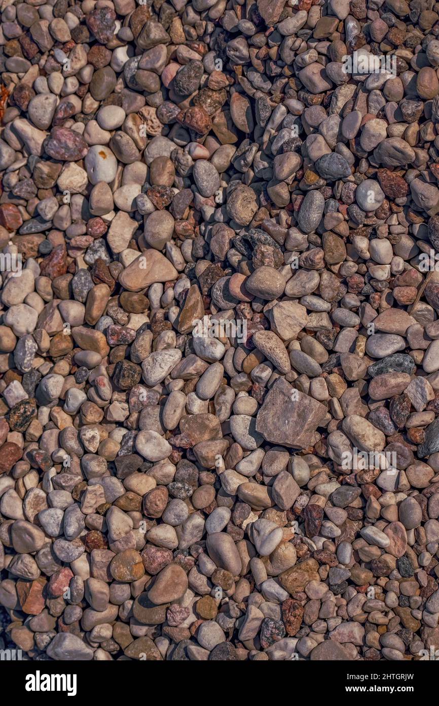 Smooth round pebbles background top view, natural texture Stock Photo ...