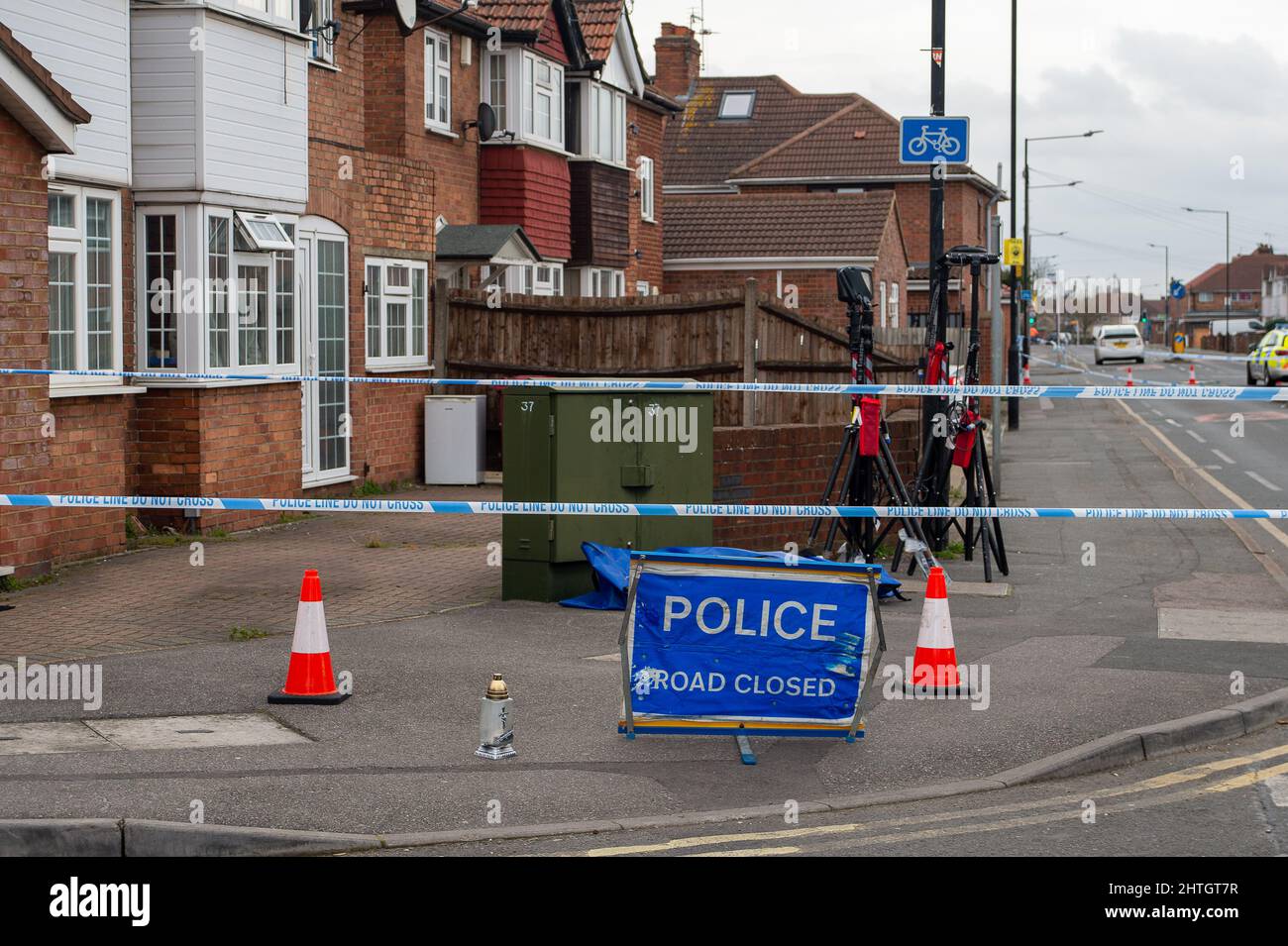 Slough, Berkshire, UK. 28th February, 2022. Part of Sheffield Road in ...