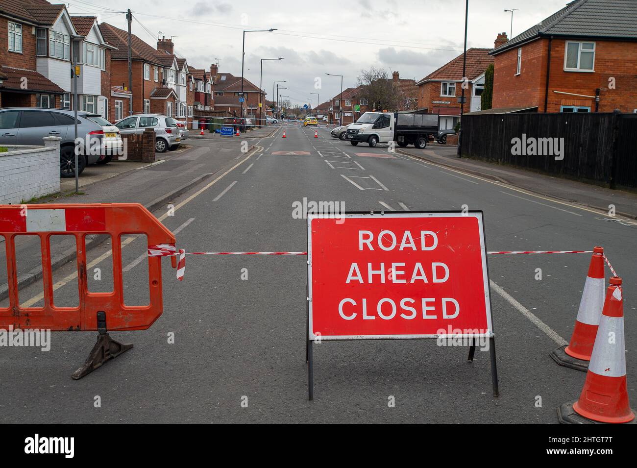 Slough, Berkshire, UK. 28th February, 2022. Part of Sheffield Road in ...