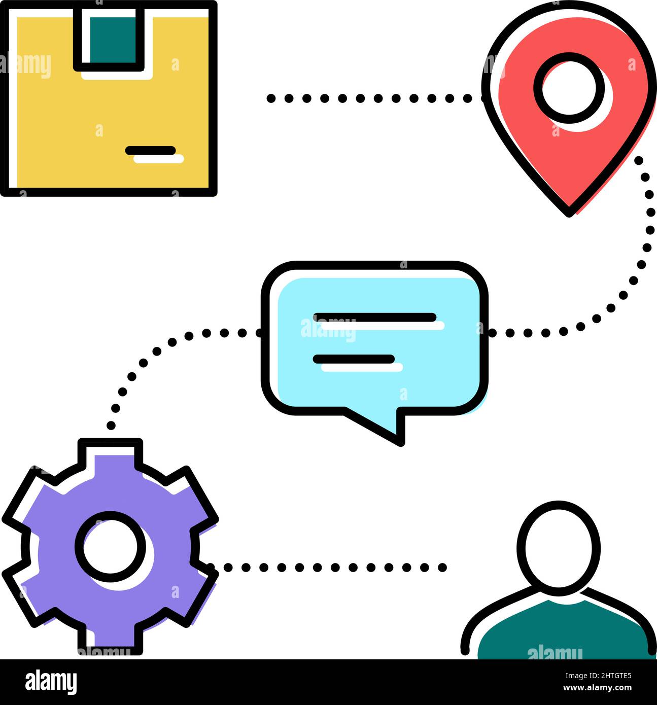 stages from manufacturing to delivery customer order color icon vector ...
