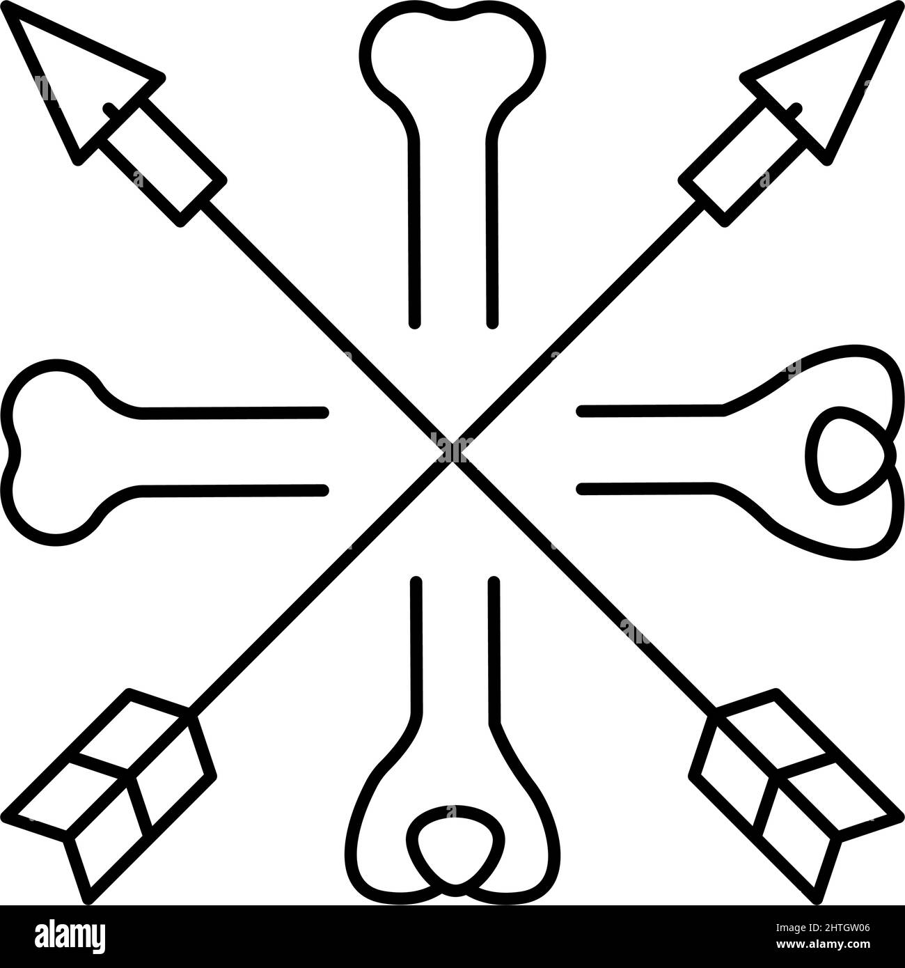 bones and arrows boho line icon vector illustration Stock Vector Image ...