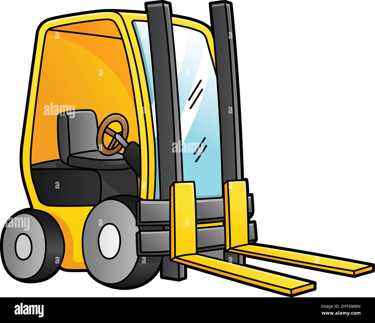 Forklift Cartoon Clipart Colored Illustration Stock Vector Image & Art ...