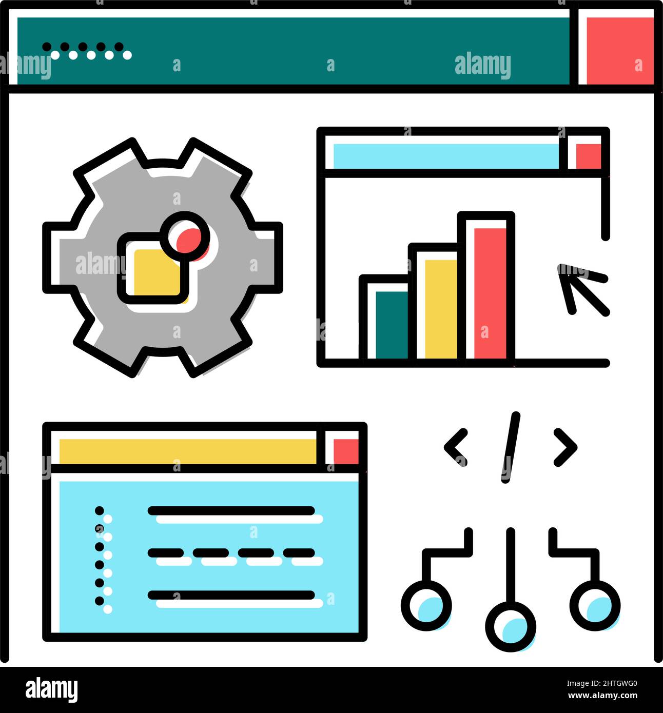 Software Erp Color Icon Vector Illustration Stock Vector Image And Art Alamy