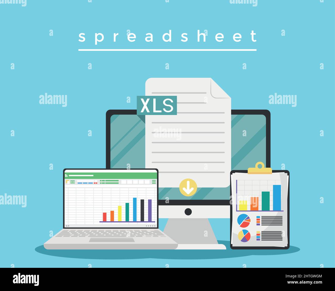 spreadsheet in desktop and laptop icons Stock Vector Image & Art - Alamy