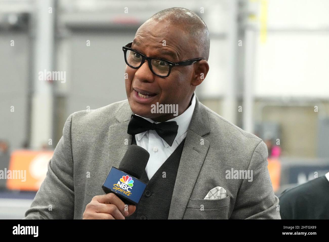 Spokane, United States. 26th Feb, 2022. NBC Sports broadcaster Lewis ...