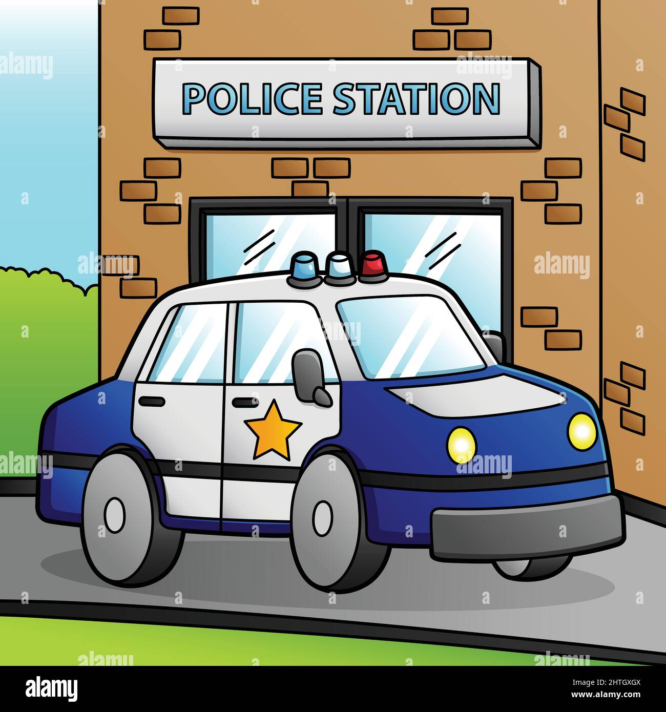 Police Car Cartoon Colored Vehicle Illustration Stock Vector Image ...