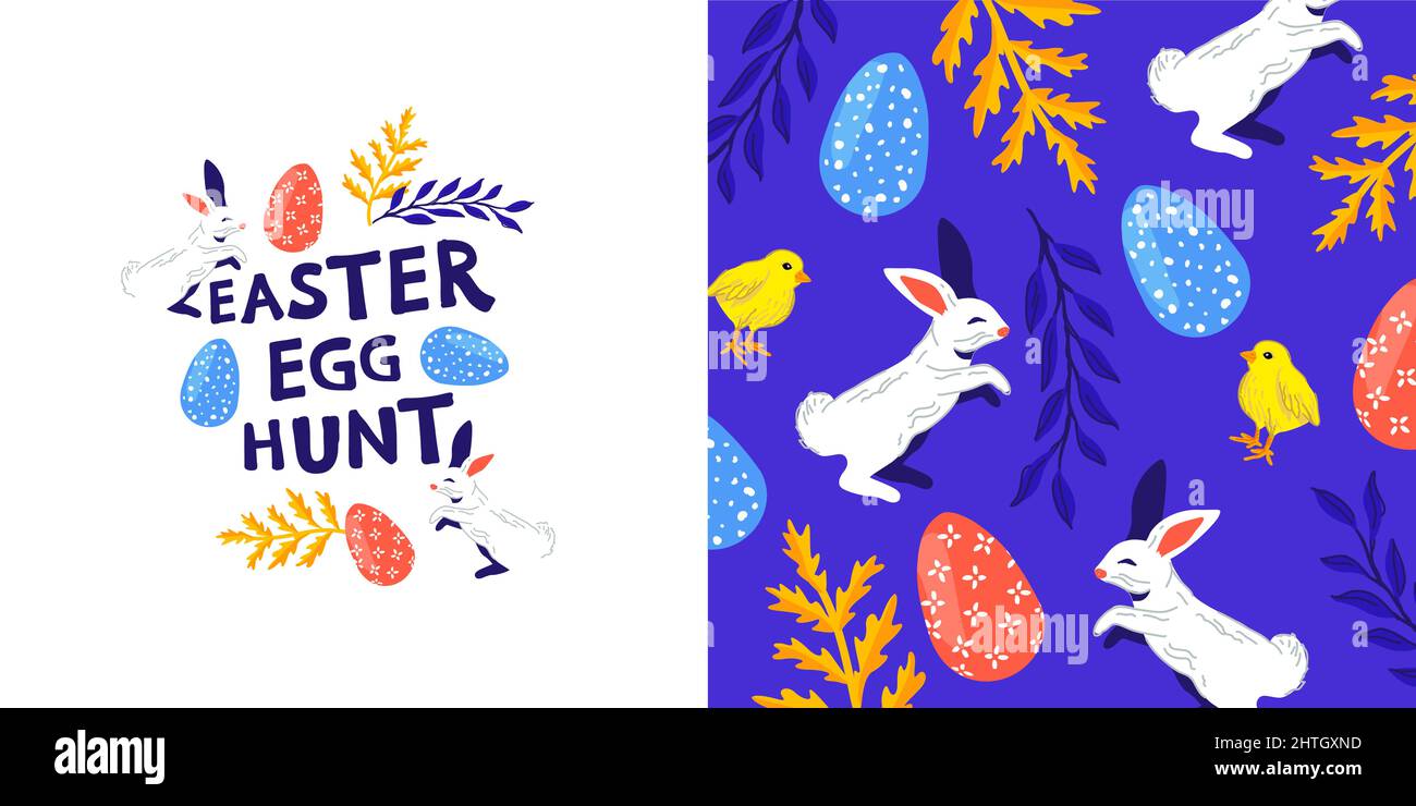 Festive spring and easter decorations and patterns layout background ...