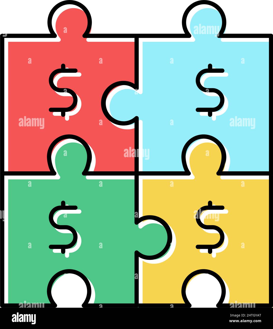 financial puzzle and diversification color icon vector illustration ...