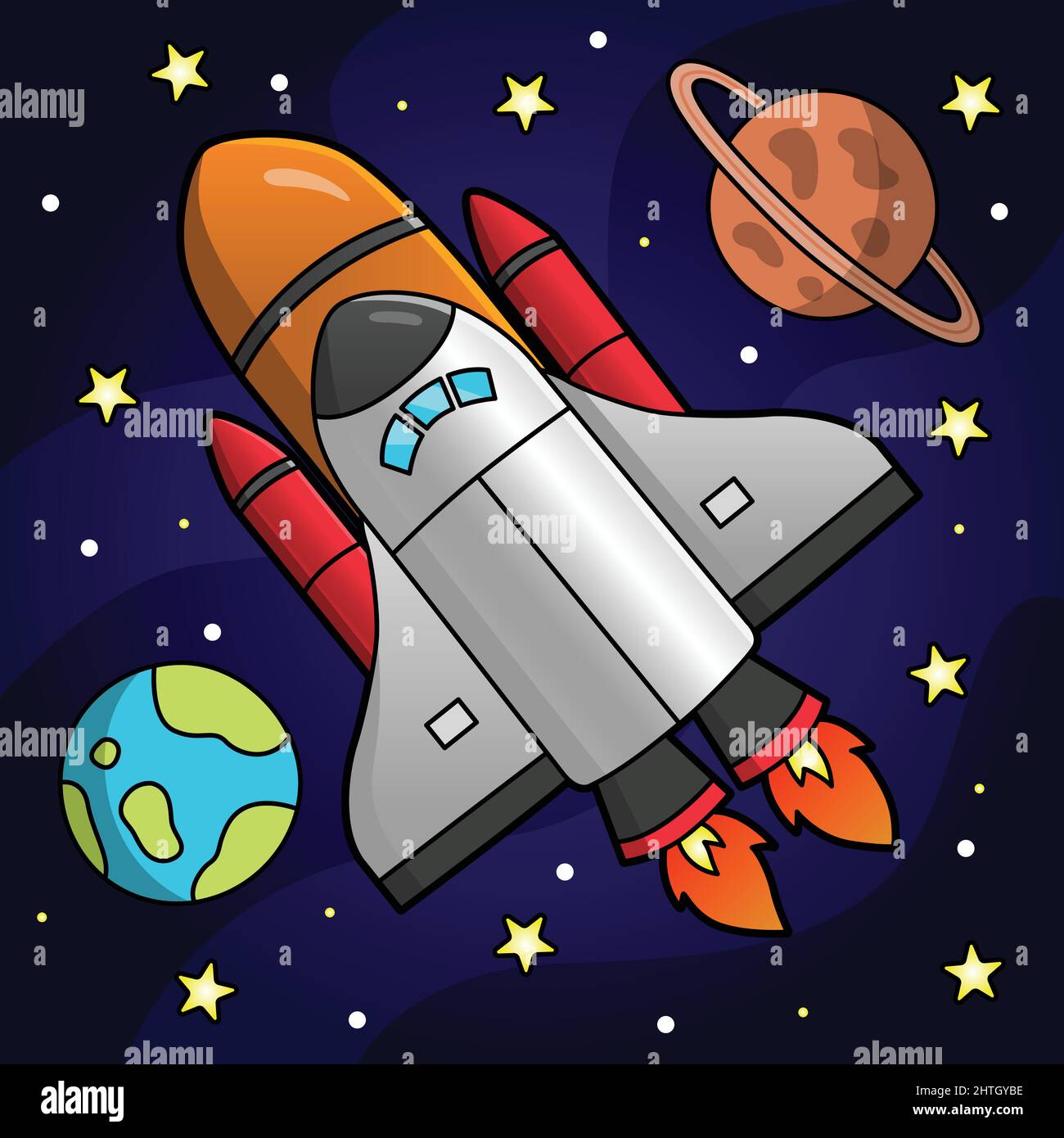 Rocket Cartoon Colored Vehicle Illustration Stock Vector Image & Art ...