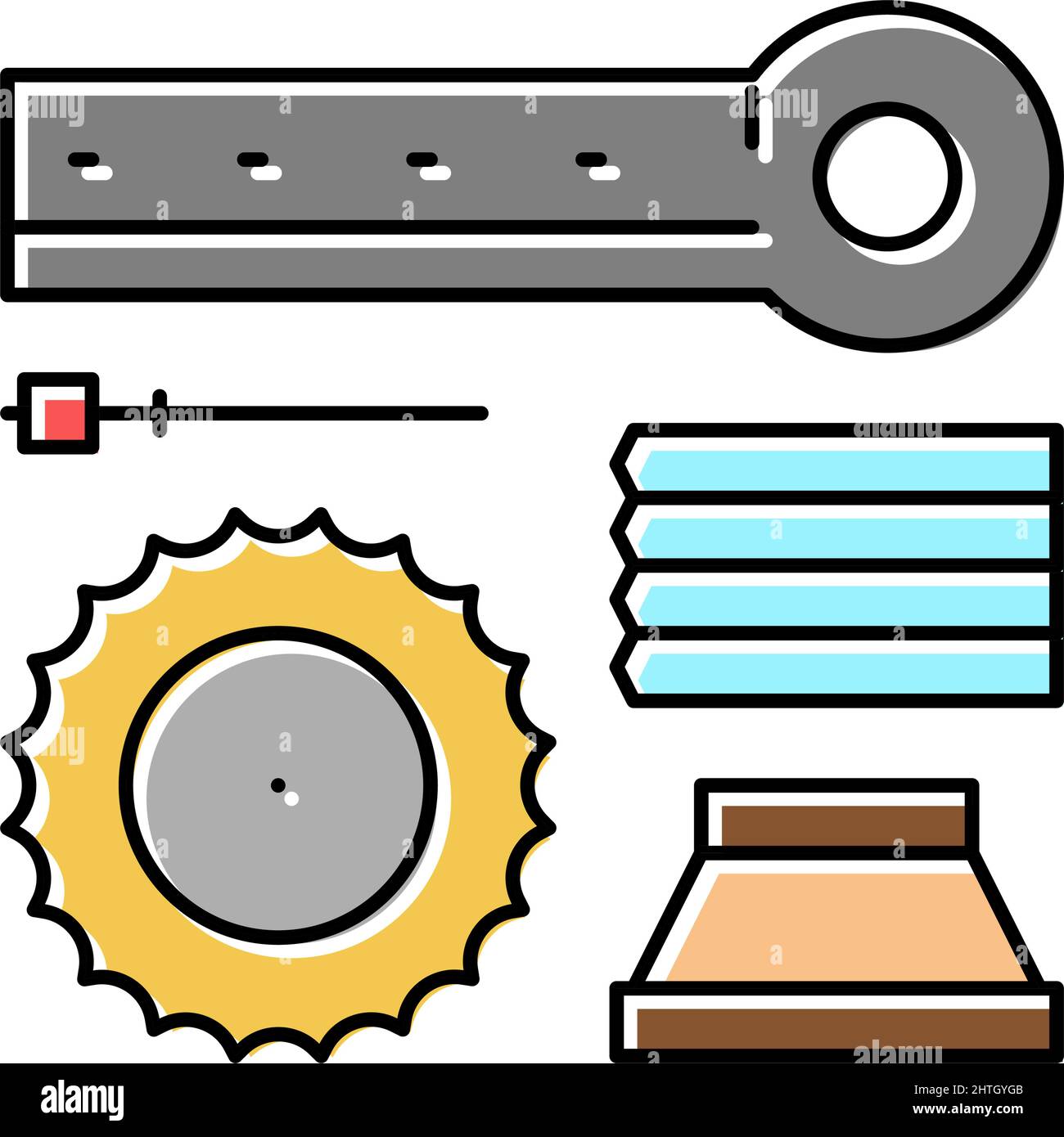materials handling and crusher spare parts color icon vector ...