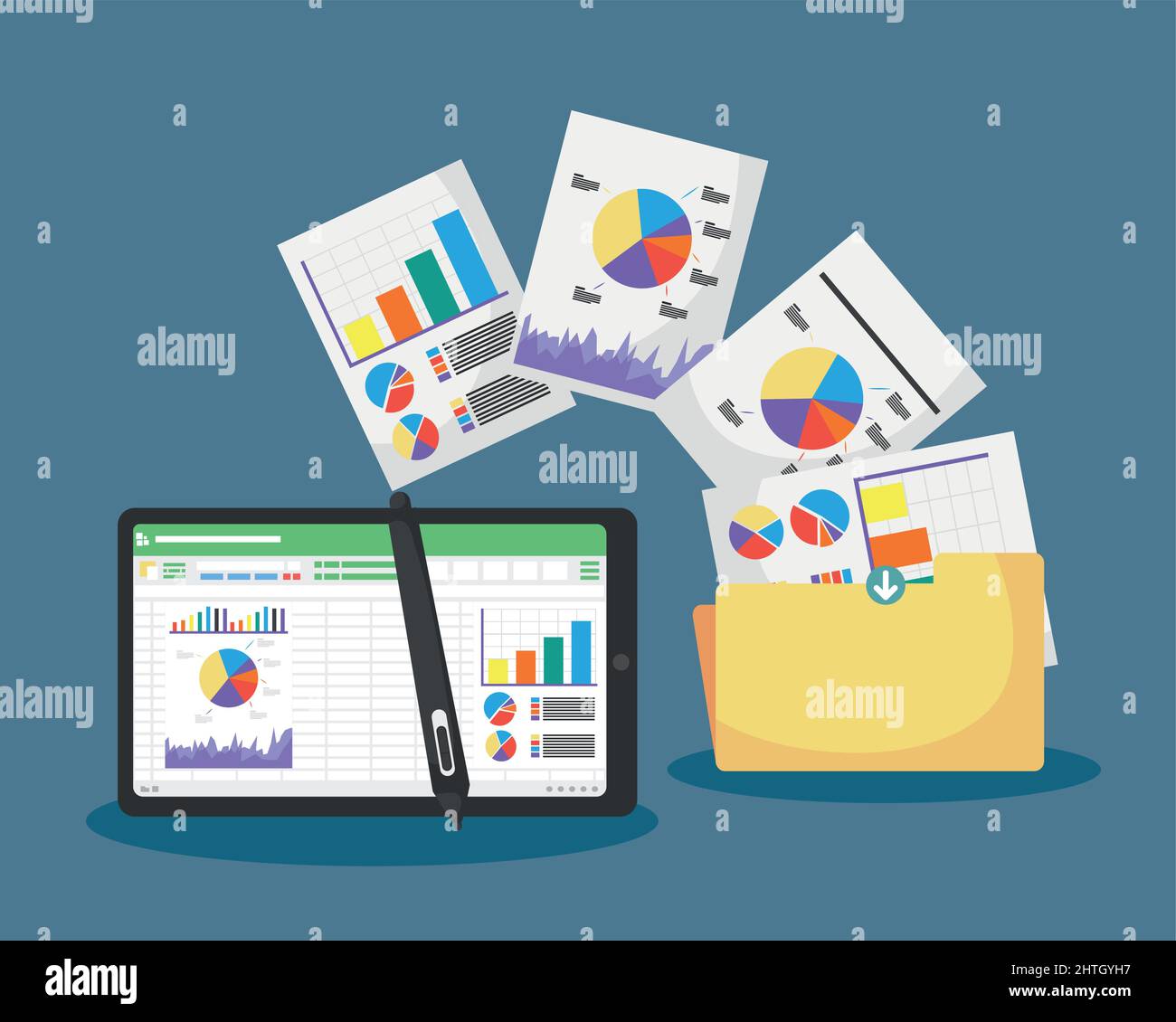 spreadsheet documents in tablet icons Stock Vector Image & Art - Alamy