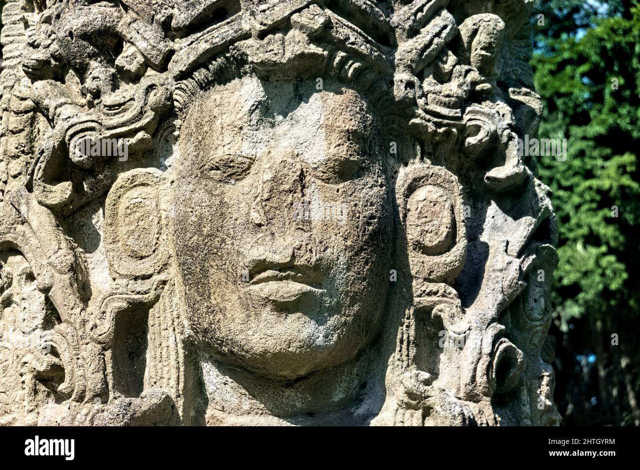 Stela A freestanding sculpture at the Copan Mayan Ruins, Copan Ruinas ...
