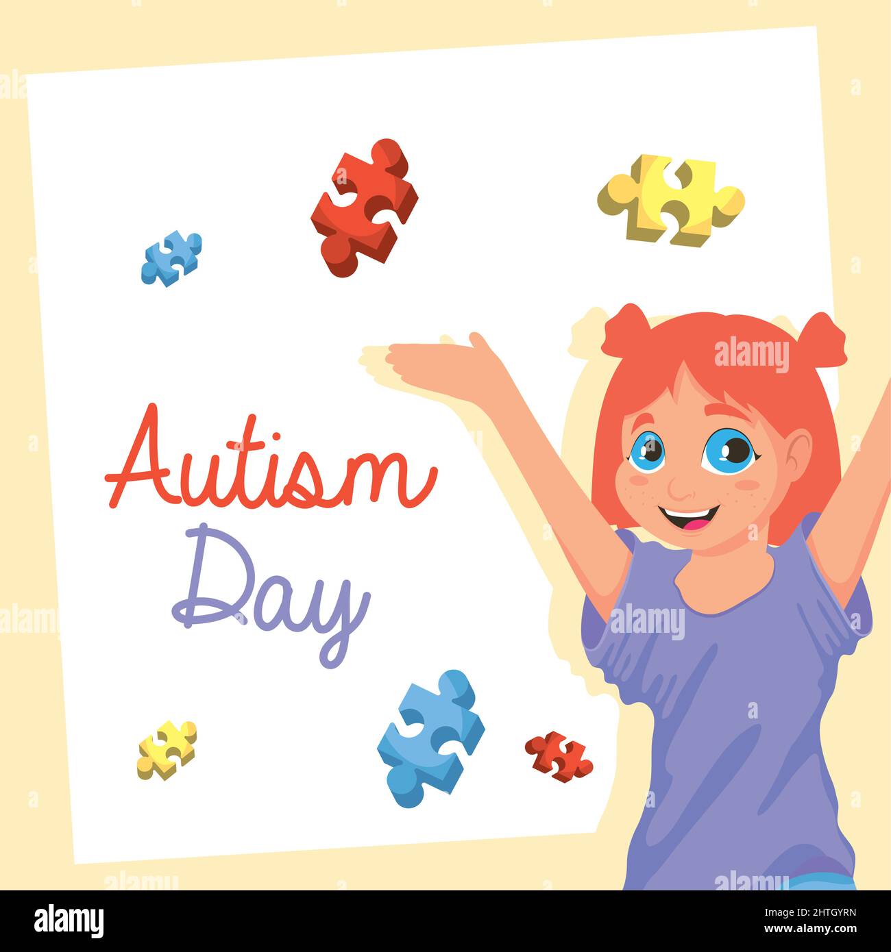 girl and autism day lettering poster Stock Vector Image & Art - Alamy