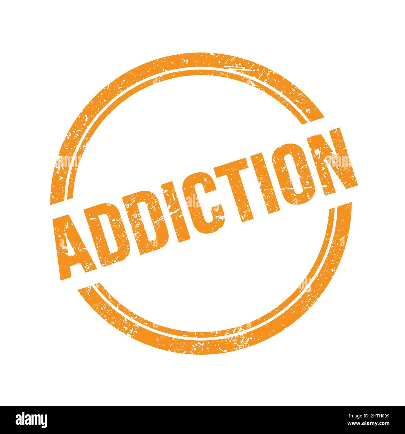 ADDICTION text written on orange grungy vintage round stamp Stock Photo ...