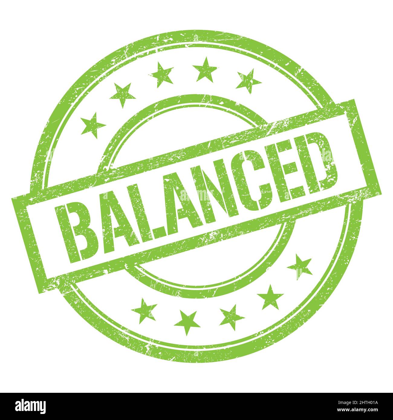 BALANCED text written on green round vintage rubber stamp Stock Photo ...