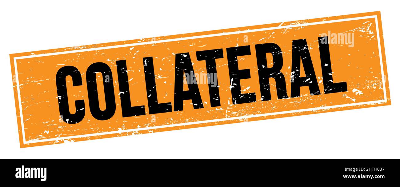 COLLATERAL text on black orange grungy rectangle stamp sign Stock Photo ...