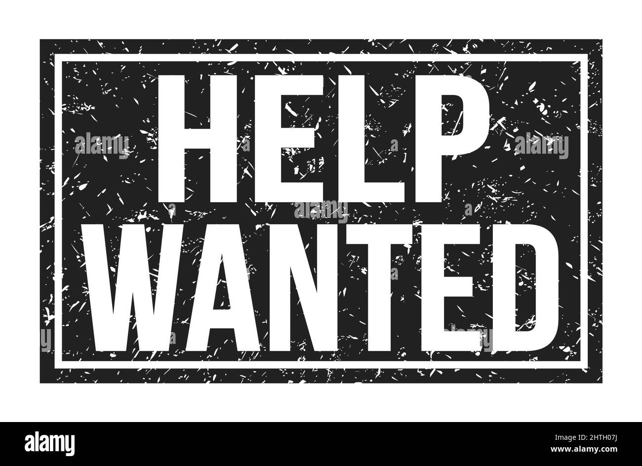 HELP WANTED, words written on black rectangle stamp sign Stock Photo ...
