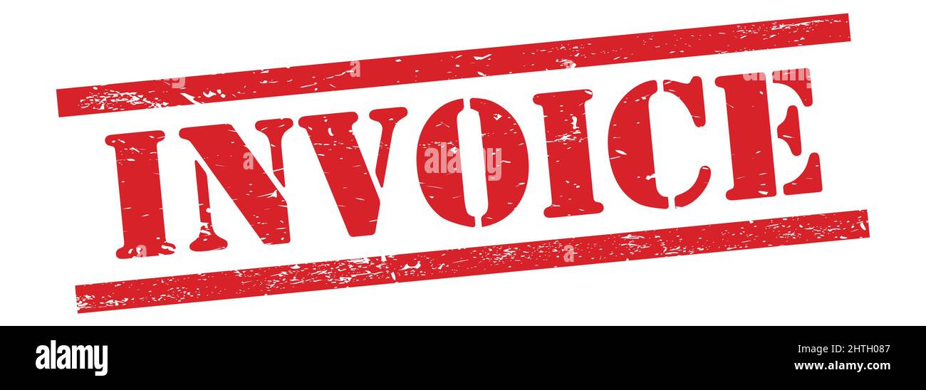 INVOICE text on red grungy vintage rubber stamp Stock Photo - Alamy