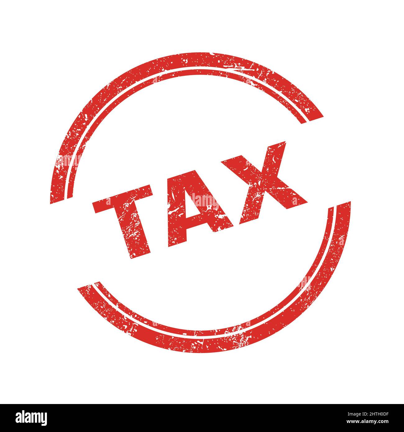 TAX text written on red grungy vintage round stamp Stock Photo - Alamy