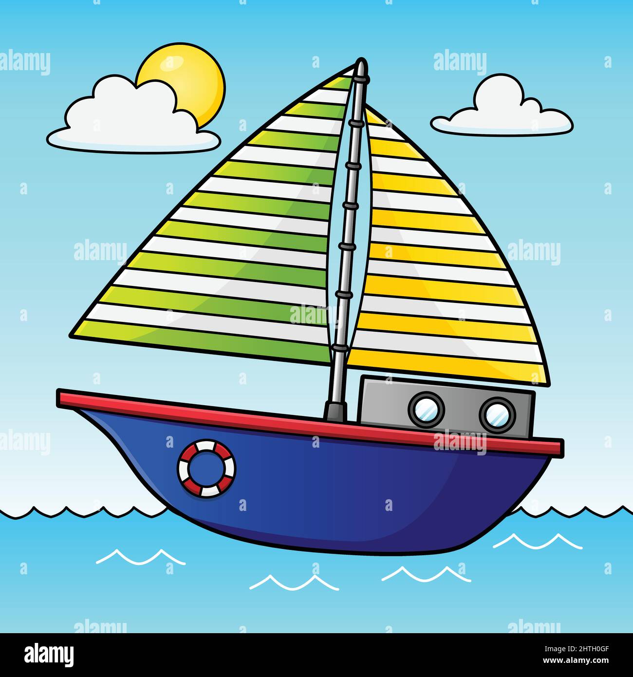 Sailboat Cartoon Colored Vehicle Illustration Stock Vector Image & Art ...