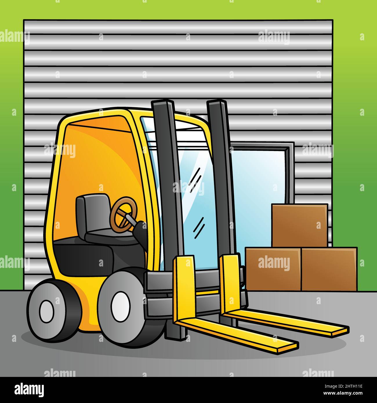 Forklift Cartoon Colored Vehicle Illustration Stock Vector Image & Art ...