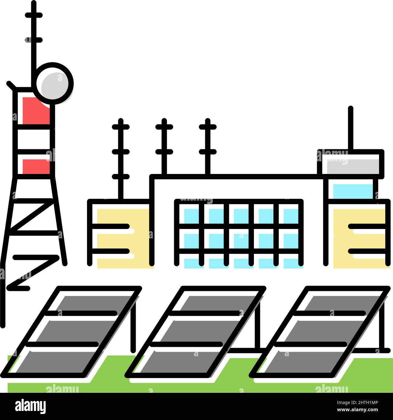 Power Energy Station Color Icon Vector Illustration Stock Vector Image