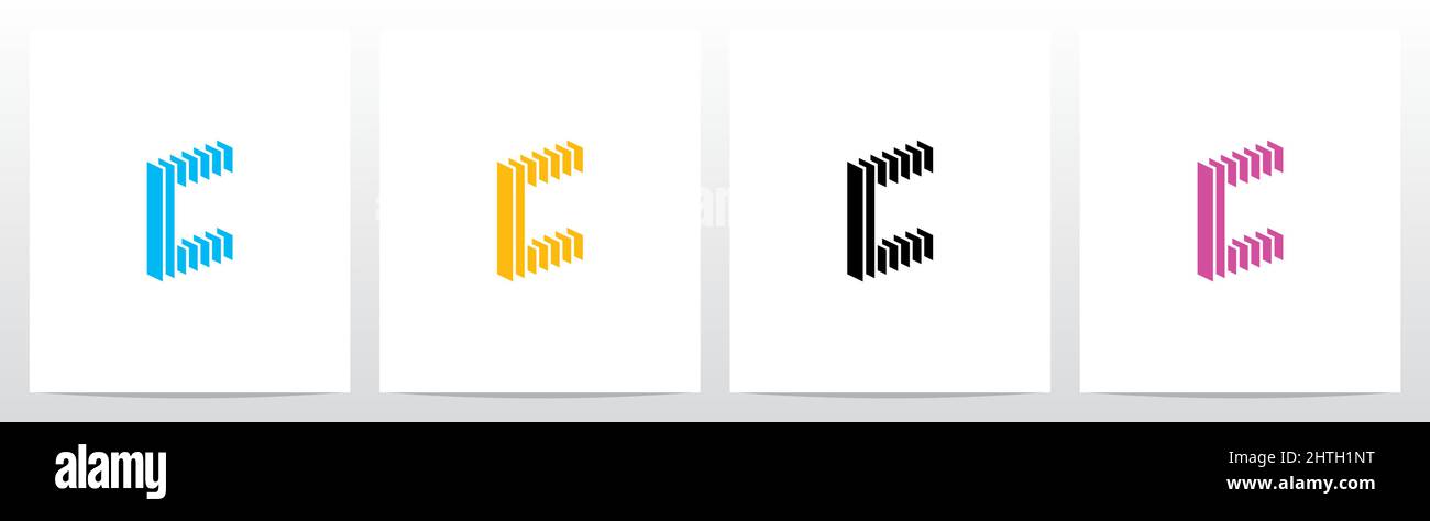 Rectangle Vertical Layer Letter Logo Design C Stock Vector Image & Art ...
