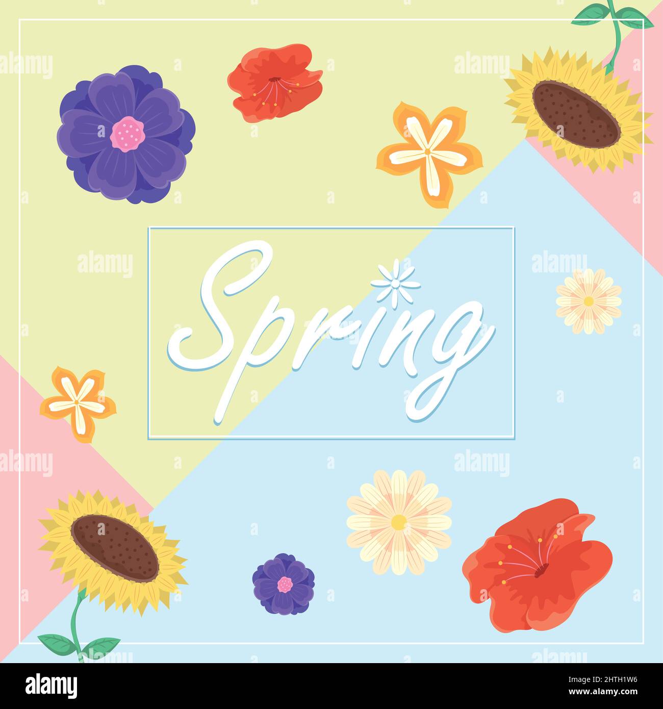spring lettering and flowers postcard Stock Vector Image & Art - Alamy