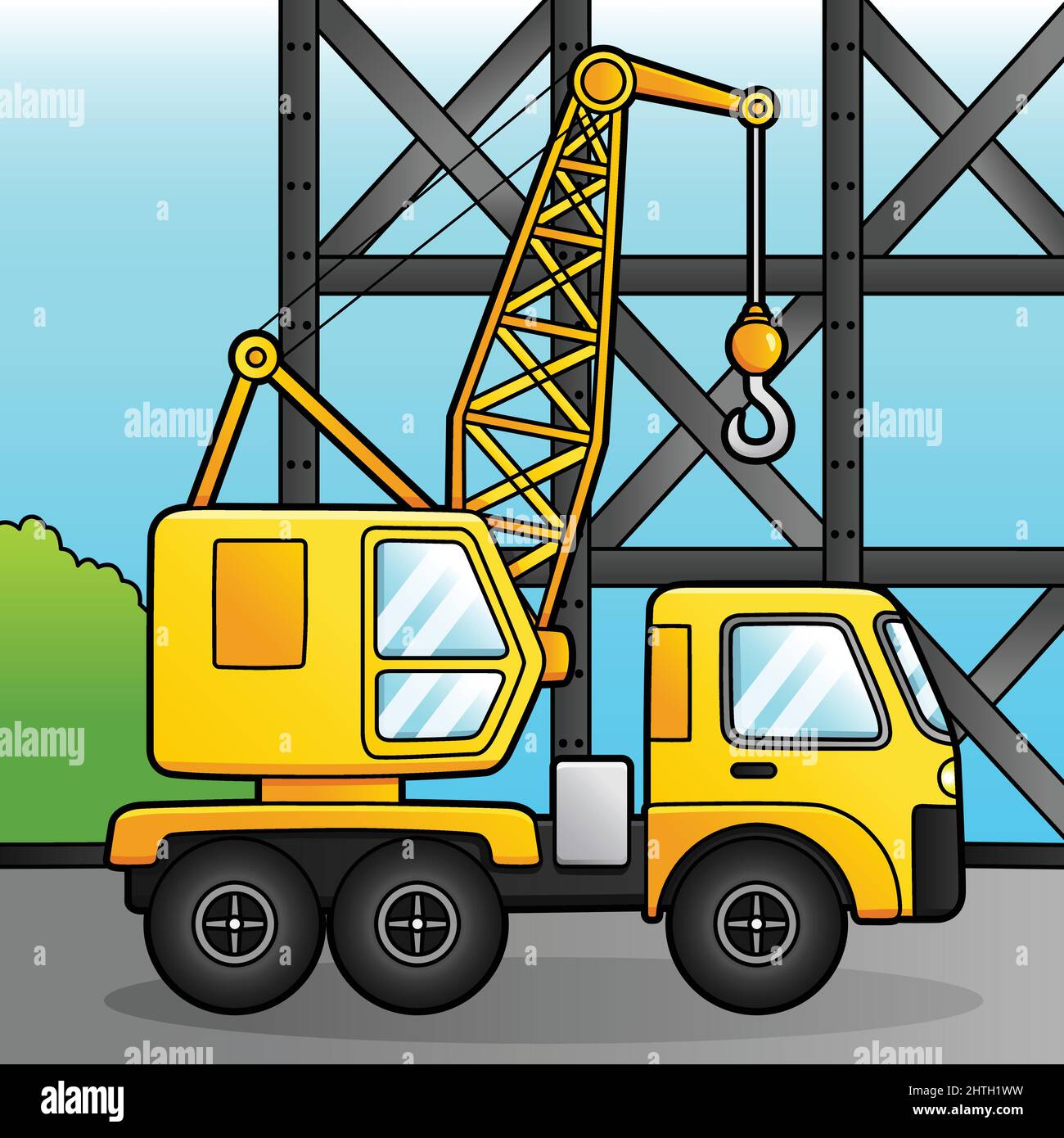 Crane Cartoon Colored Vehicle Illustration Stock Vector Image & Art - Alamy