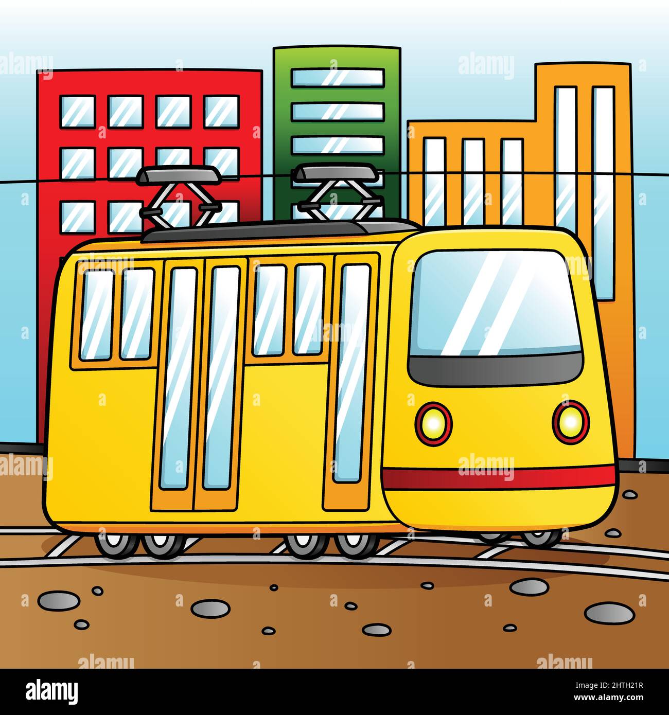 Tram Cartoon Colored Vehicle Illustration Stock Vector Image & Art - Alamy