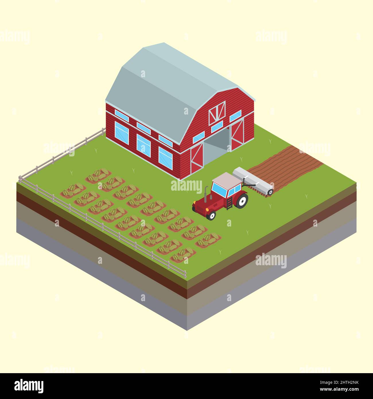 stable and tractor isometric farming Stock Vector Image & Art - Alamy