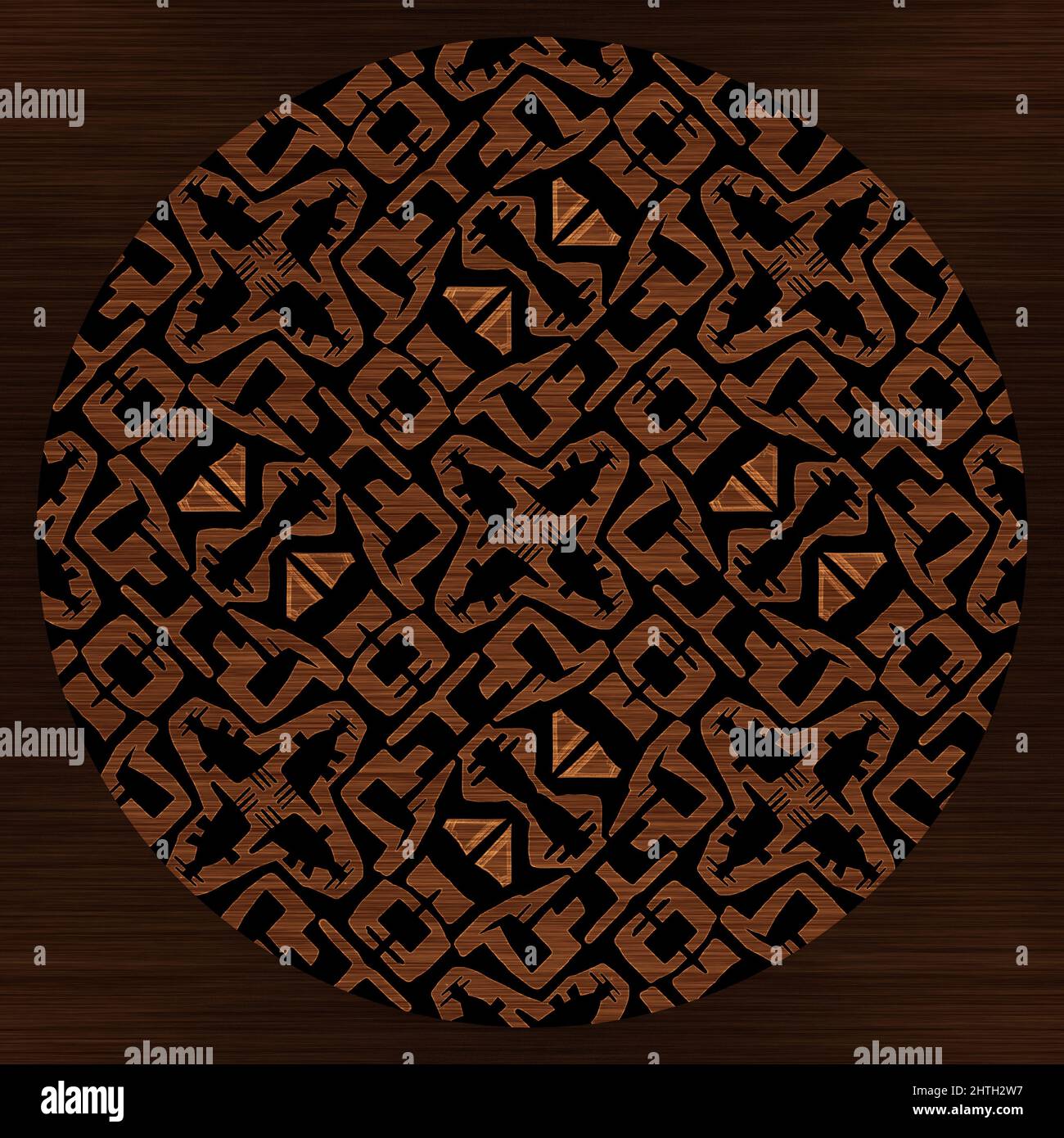 Brown wood effect decorative inlay texture. Seamless engraved oriental ...