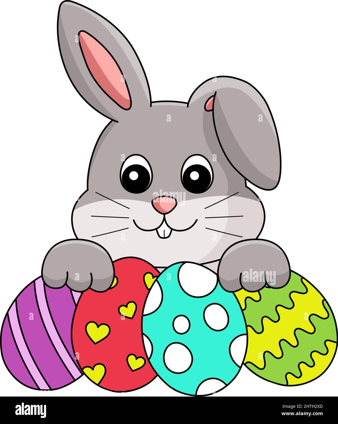 Rabbit Collecting Easter Egg Cartoon Illustration Stock Vector Image ...