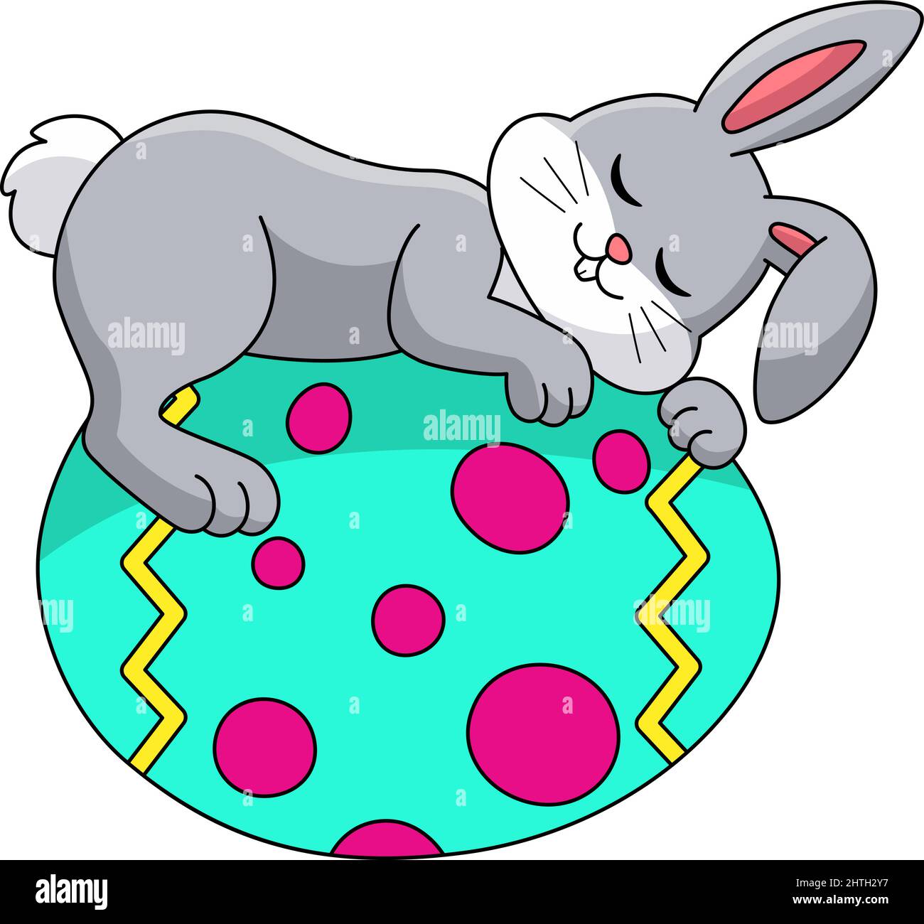 Rabbit Sleeping On Easter Egg Cartoon Illustration Stock Vector Image & Art - Alamy