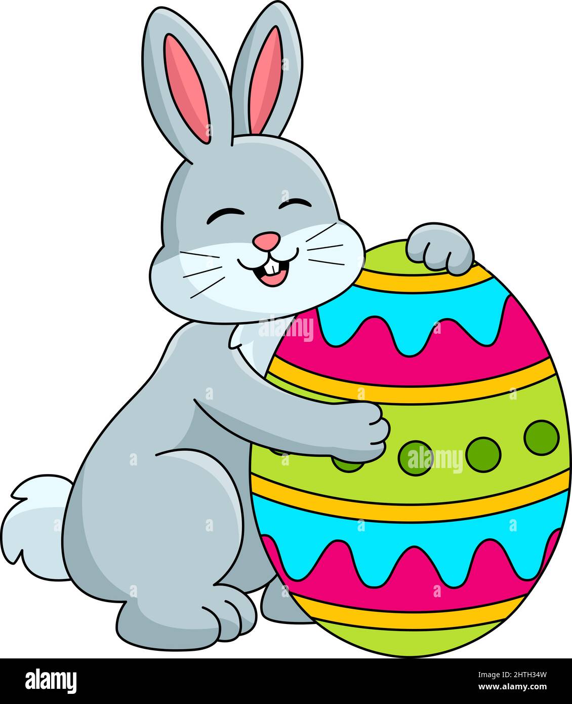 Rabbit Hugging Easter Egg Cartoon Illustration Stock Vector Image & Art ...