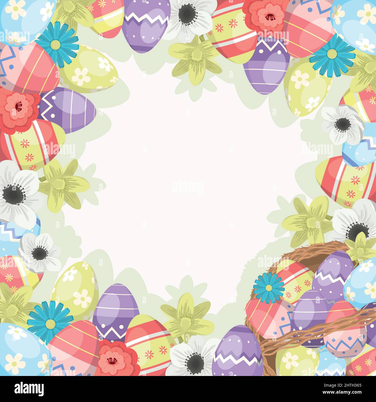 easter flowers and eggs frame Stock Vector Image & Art - Alamy