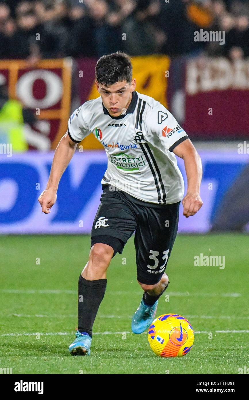 La Spezia, Italy. 27th Feb, 2022. Spezia's Kevin Agudelo during Spezia ...