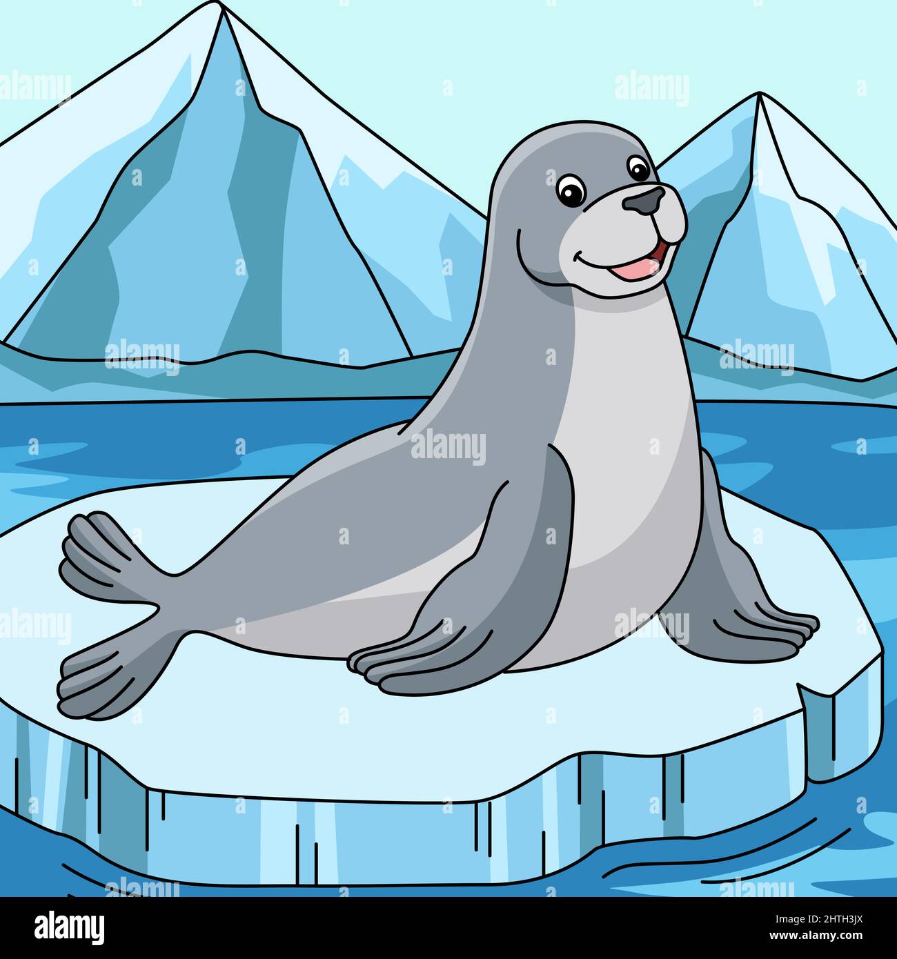 Seal Ice Floe Cartoon Colored Illustration Stock Vector Image & Art - Alamy