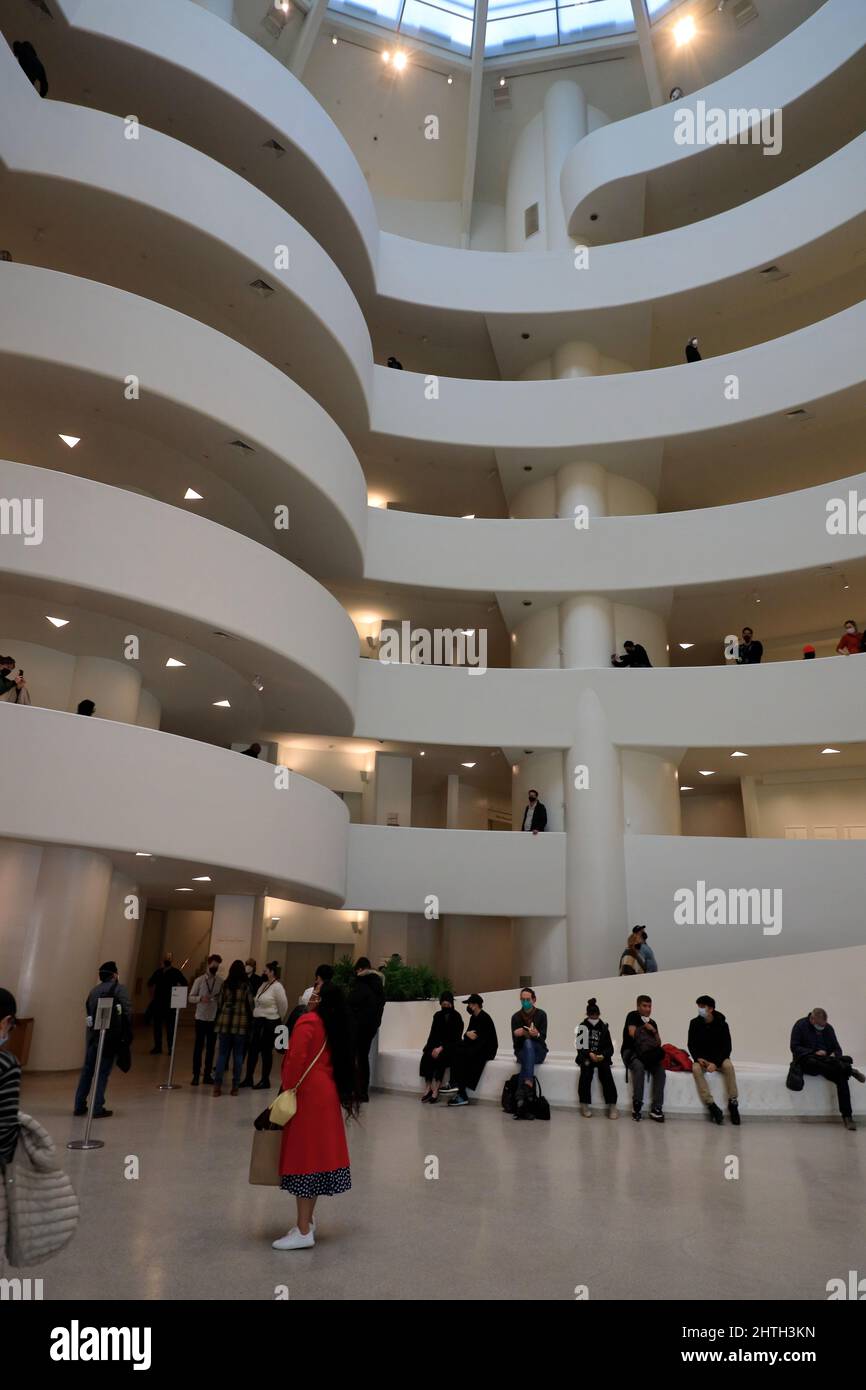 Interior view of circular ramps in Solomon R. Guggenheim Museum with ...