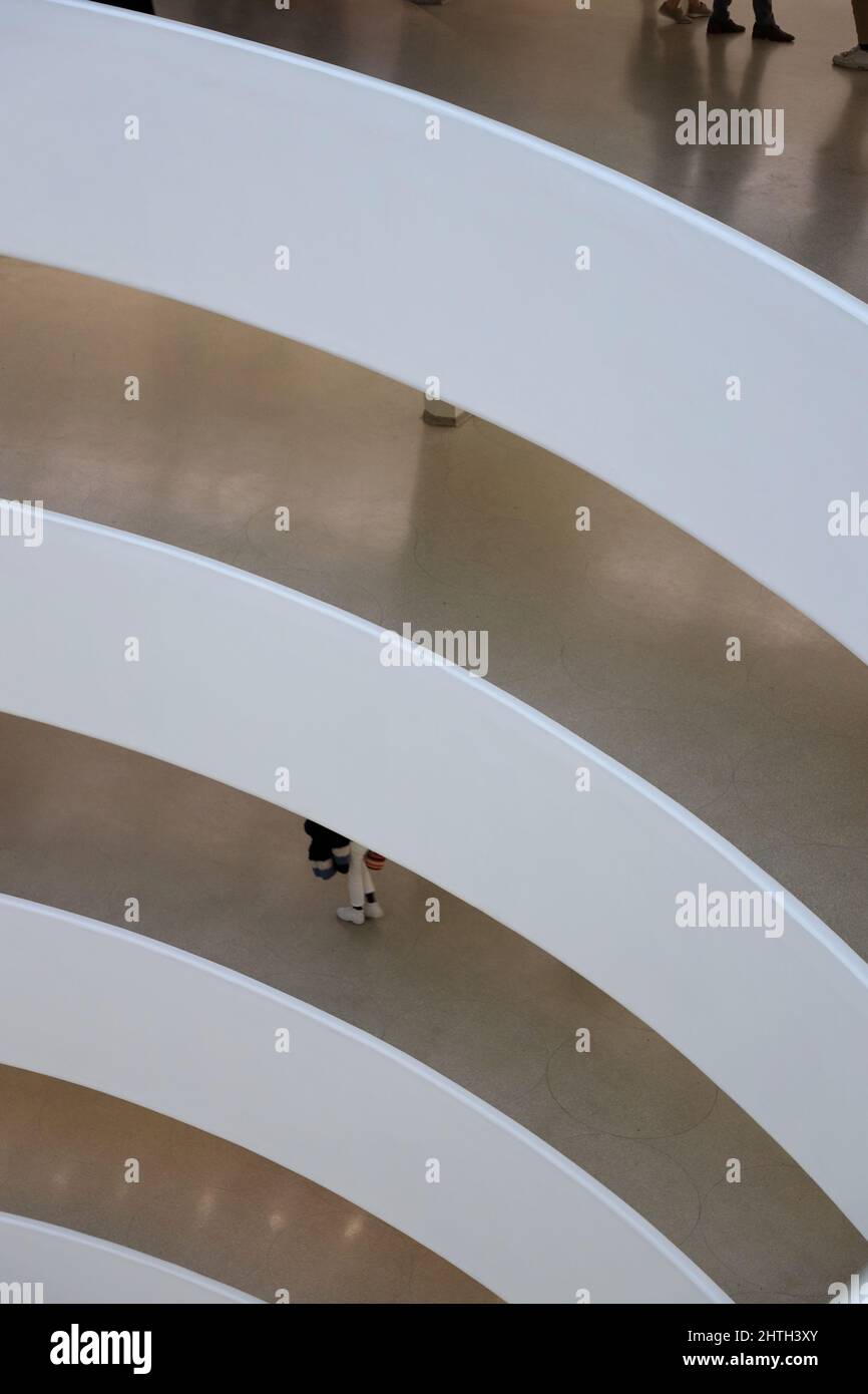 Interior view of circular ramps in Solomon R. Guggenheim Museum with ...