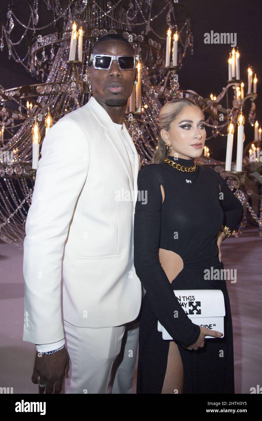 Paul Pogba and Zulay Pogba attending the Off-White Womenswear Fall ...